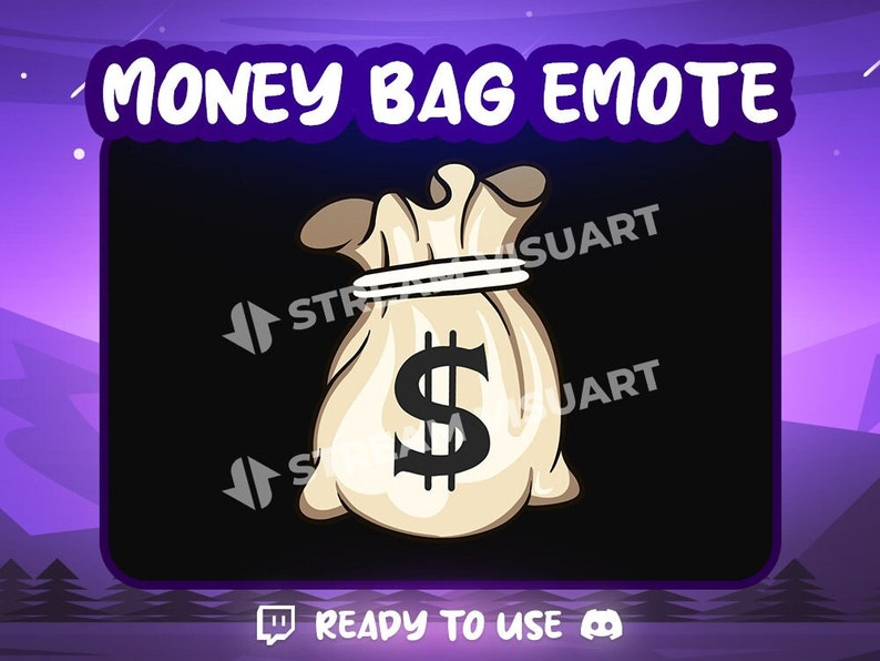 Money Bag Twitch Emote Discord Emoji Kick Subscriber Cash Dollar Bank ...