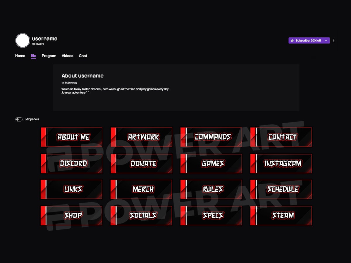 Ninja Twitch Panels X20 Pack Japan Red Black Gaming Stream Design ...