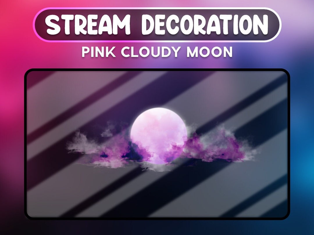 Pink Cloudy Moon Animated Stream Decoration Celeste Ghotic Streamer ...