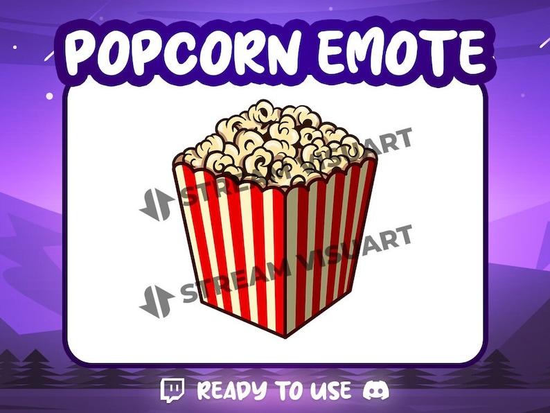 Popcorn Twitch Emote Discord Emoji Kick Subscriber Snacks Food Salty ...