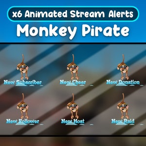 Monkey Pirate X6 Animated Alert Box Animal Ape Chimp Funny Joker ...