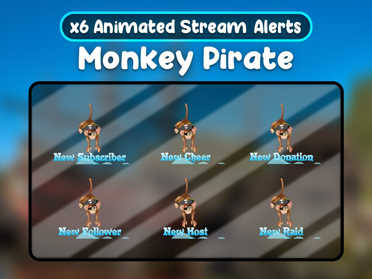 Monkey Pirate X6 Animated Alert Box Animal Ape Chimp Funny Joker ...