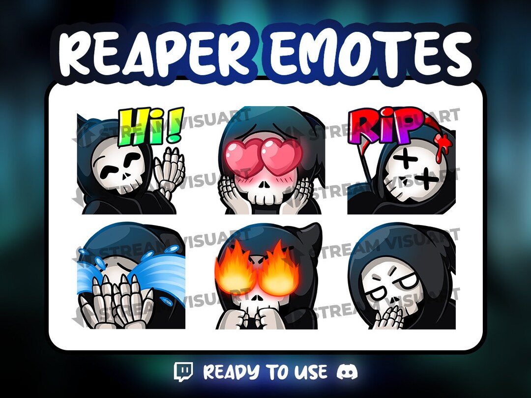 Reaper Twitch Emotes: Gothic Death, Skeleton Emojis (digital Download ...
