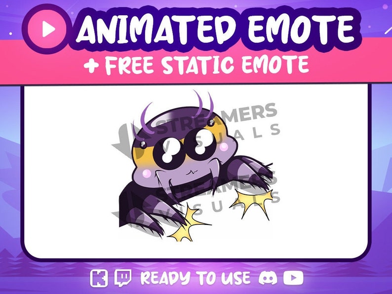 Spider Pongo Animated Emote Twitch Emotes Purple Arachnid Tarantula ...