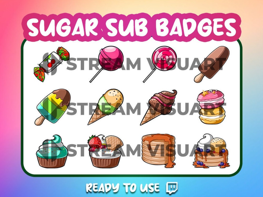 Sugary Twitch Sub Badges X12 Candy Sweets Confectionery Dessert Treats ...