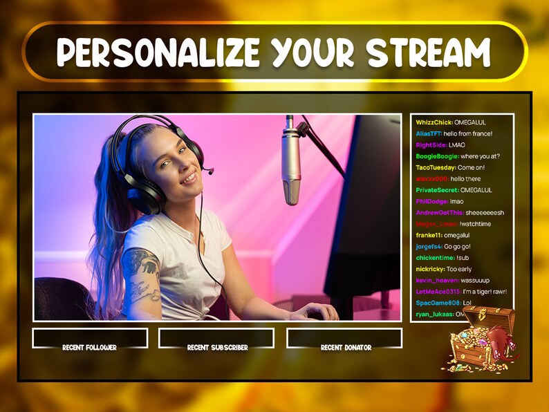 Treasure Animated Stream Decoration Golden Chest Dragon Streamer Gift ...