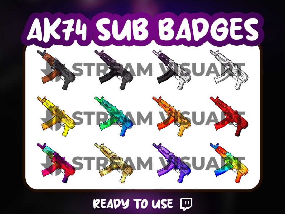 AK74 Twitch Sub Badges | Colorful Gun FPS Streamer (digital Download ...