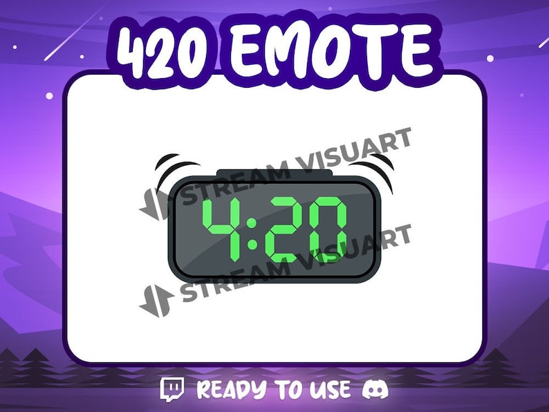 420 Time Twitch Emote Discord Emoji Kick Subscriber Weed Green Alarm ...