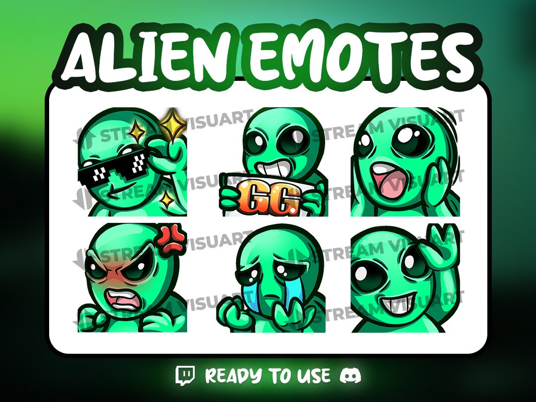 Alien Twitch Emotes Pack 6x Extraterrestrial UFO Space Sci-fi ...