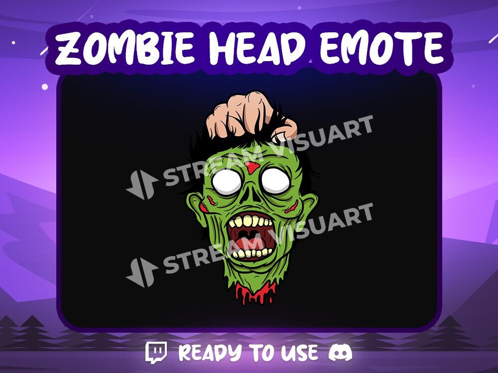 Zombie Head Twitch Emote Discord Emoji Kick Subscriber Horror ...