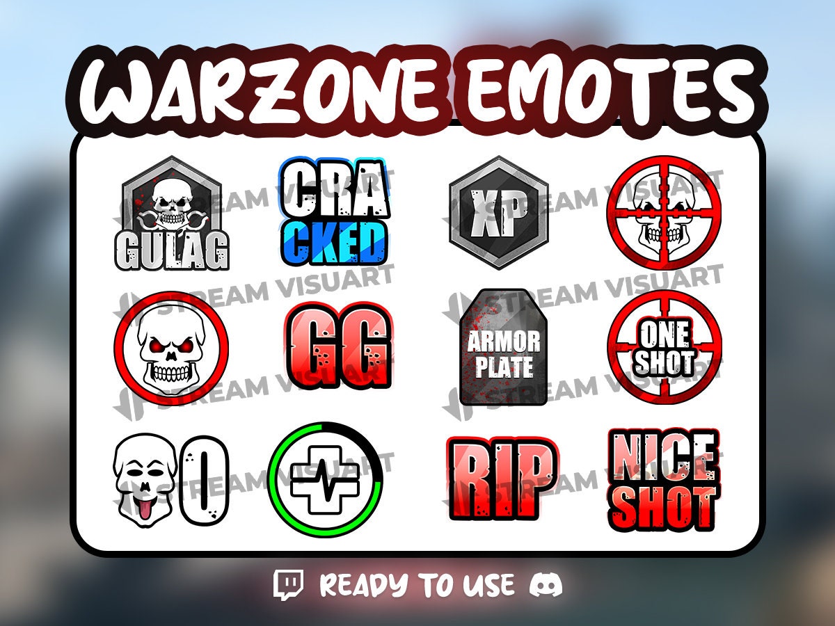 Warzone Twitch Emotes Pack 12x Cool Badass Gg RIP Grenade FPS Skull ...