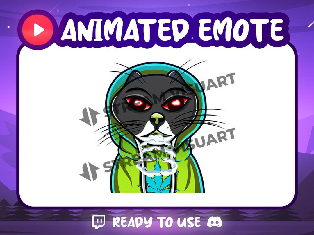 Weed Cat Animated Emote Twitch Emotes Grass Green Animal Feline 420 ...