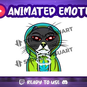 Weed Cat Animated Emote Twitch Emotes Grass Green Animal Feline 420 ...