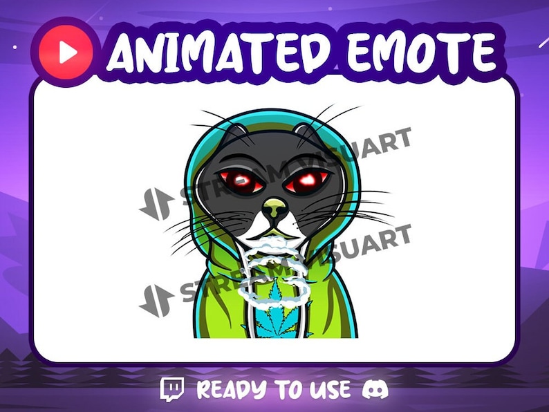 Weed Cat Animated Twitch Emote, 420 Green Feline Emoji - Etsy