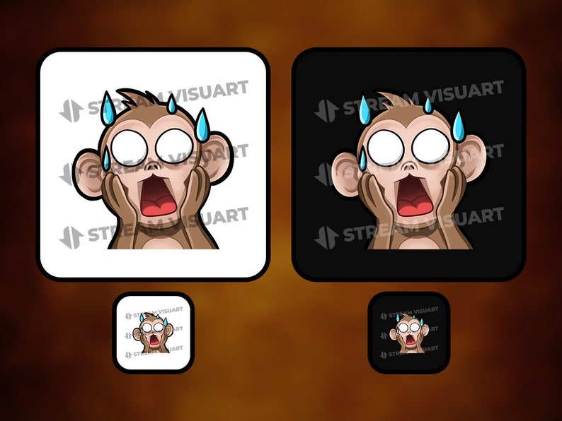 Monkey Twitch Emotes Pack 6x Ape Primate Chimpanzee Cute Fear WTF Love ...