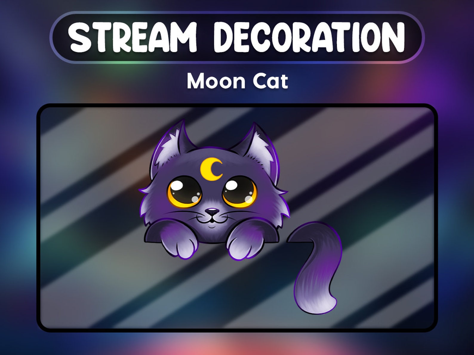 Moon Cat Animated Stream Decoration: Twitch Webcam Overlay (digital) - Etsy