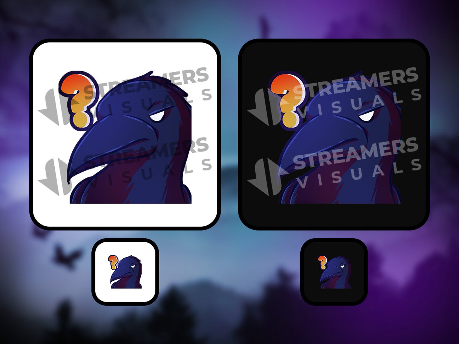 Raven Twitch Emotes Pack 6x Crow Black Bird Corvid Feathers Gothic ...