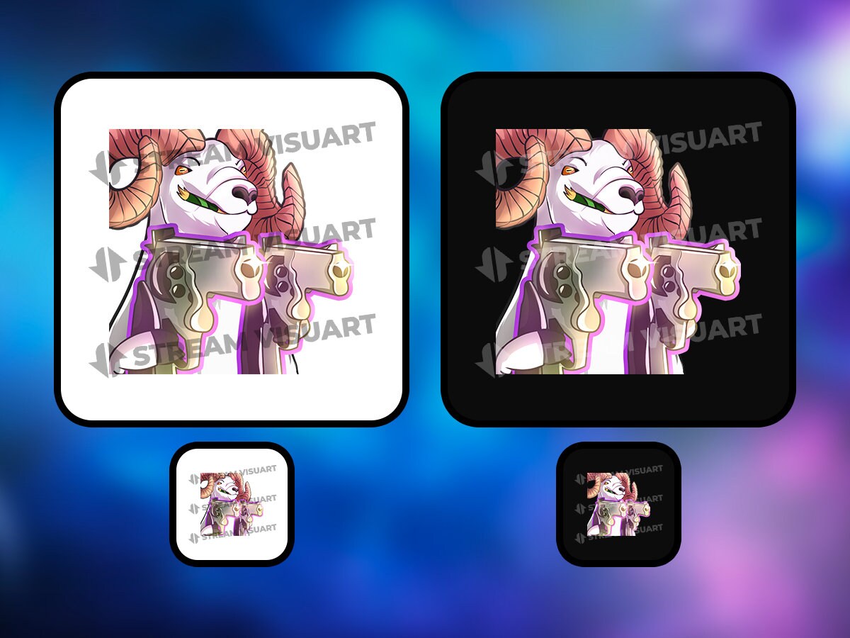 Goat Twitch Emotes Pack 6x Badass Cool Winner Thug Horn 1 Animal White ...