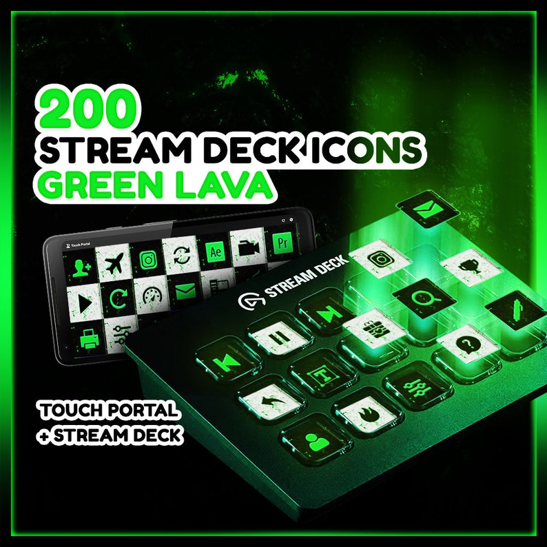 Green Lava Stream Deck Icons 200 Twitch Streamers Epic Designs ...