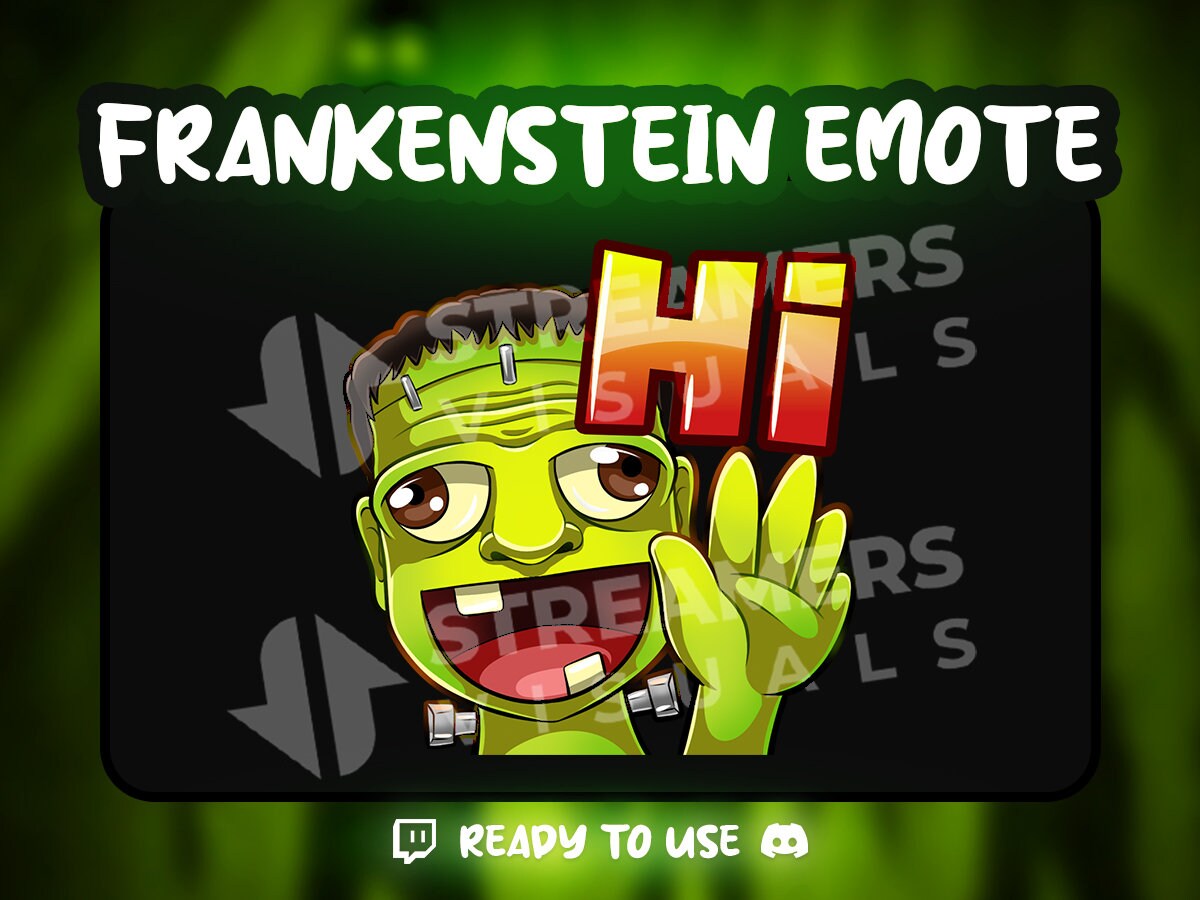 Frankenstein Hi Twitch Emote | Gothic Halloween Emoji (digital Download ...