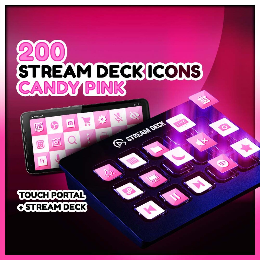 Candy Pink Stream Deck Icons 200 Twitch Streamers Sweet Designs ...