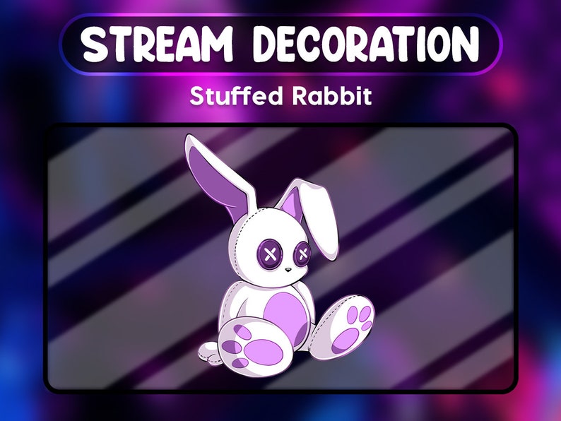 Stuffed Rabbit Animated Stream Decoration Bunny Plush Cute Streamer ...