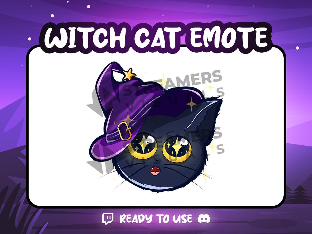 Witchy Cat Twitch Emote Discord Emoji Kick Subscriber Magic Cute Animal ...