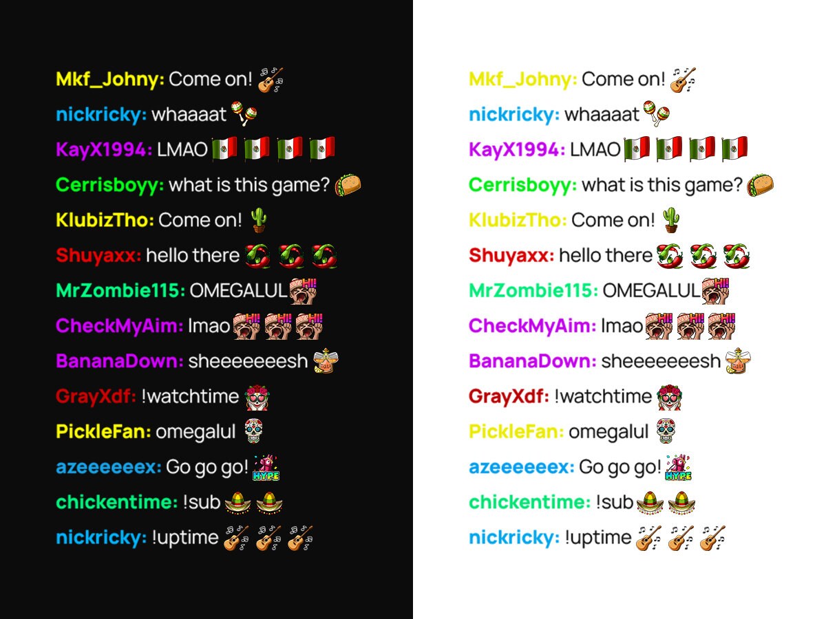 Mexican Fiesta Twitch Emotes: Chili, Tequila, Sombrero (digital ...
