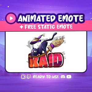 RAID Black Cat Animated Emote Twitch Emote Feline Witch Gothic Magic ...