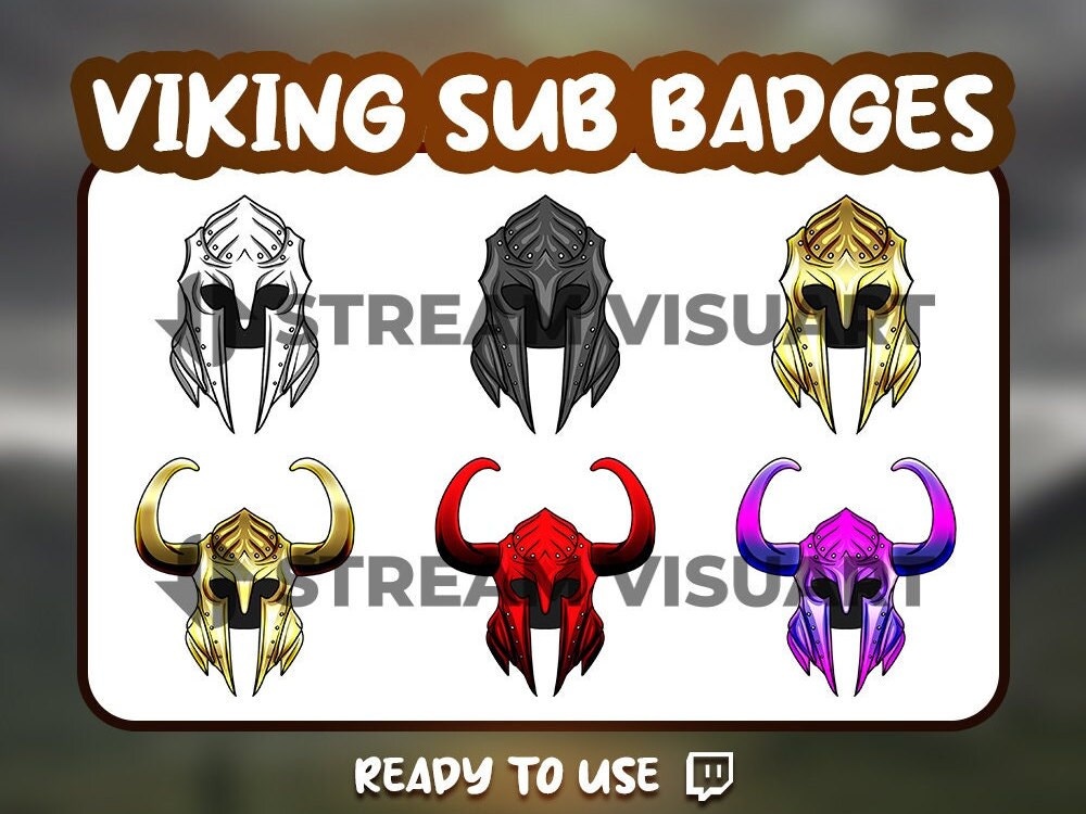 Viking Helmet Twitch Sub Badges: Norse Mythology Warrior (digital ...