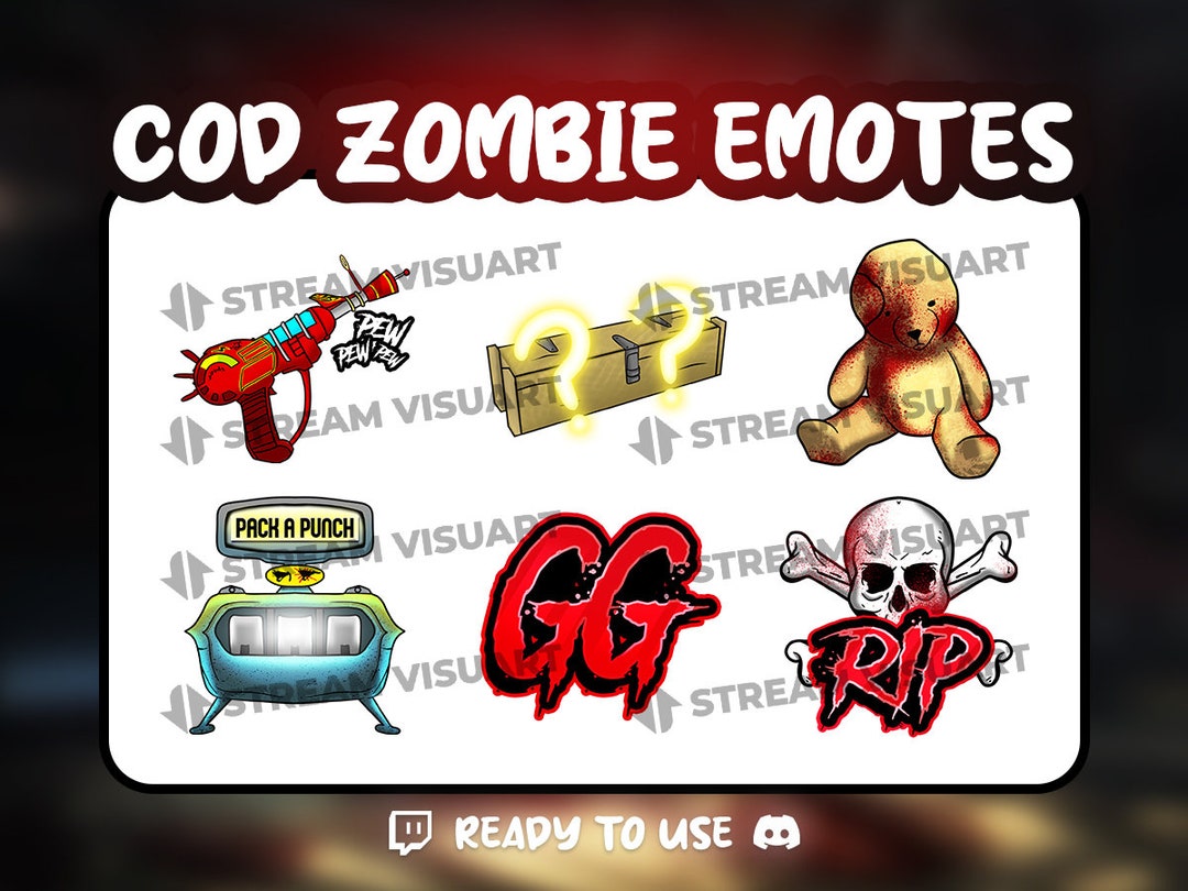 COD Zombie Twitch Emotes Pack 6x Cool Badass Gg Gun FPS Skull TPS Rip ...