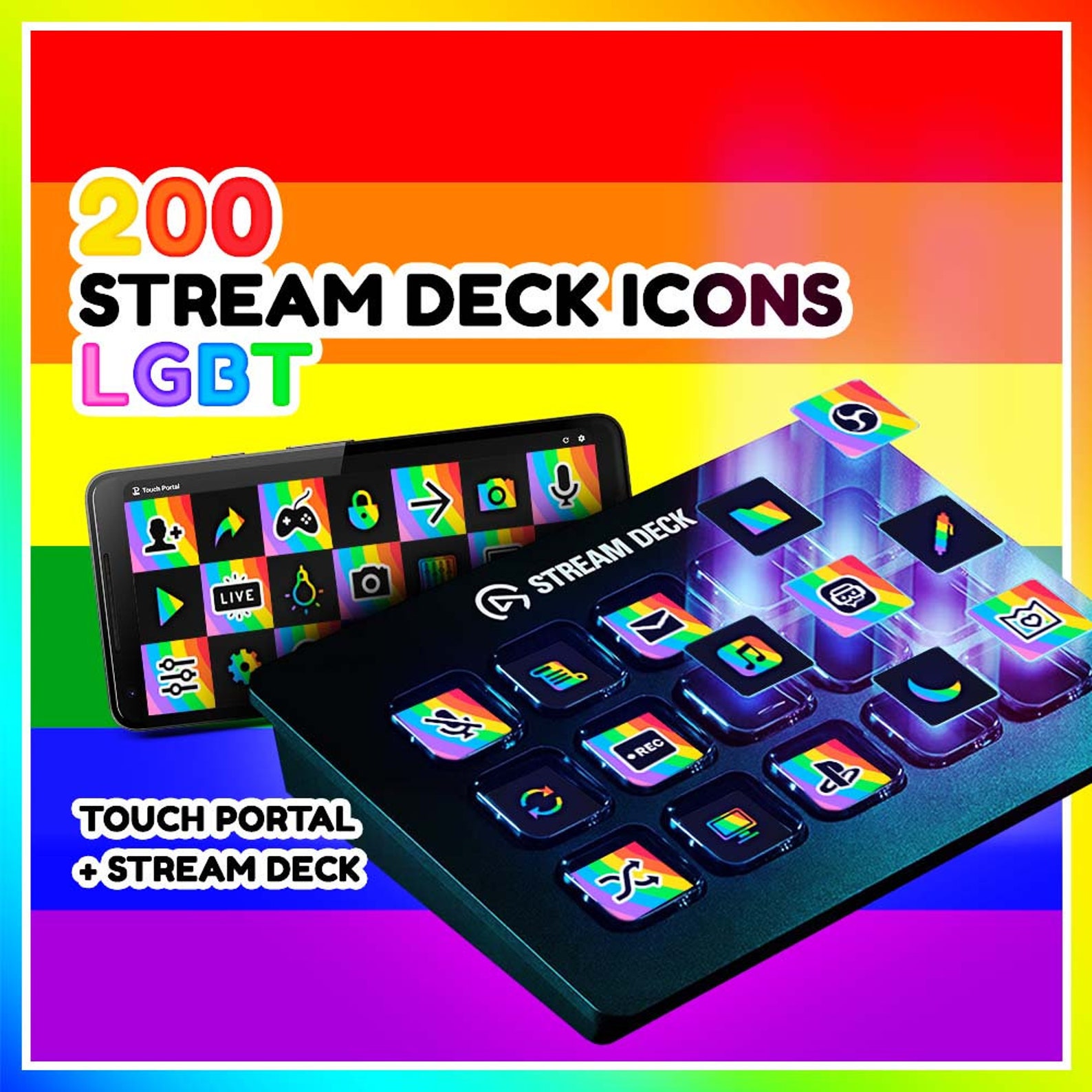 LGBT Stream Deck Icons 200 Twitch Streamers Love Designs Compatible ...