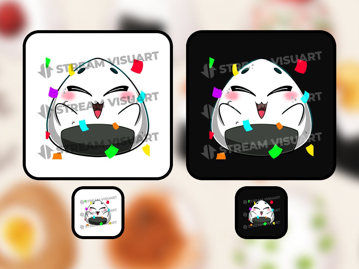 Onigiri Twitch Emotes Pack 6x Rice Ball Japanese Food Kawaii Asian ...