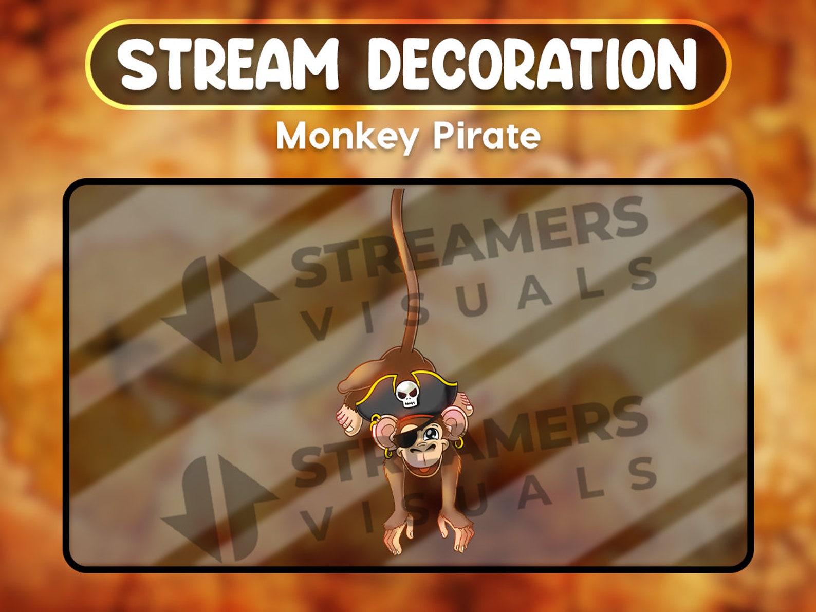 Monkey Pirate Animated Stream Decoration Sea Robber Games Streamer Gift ...
