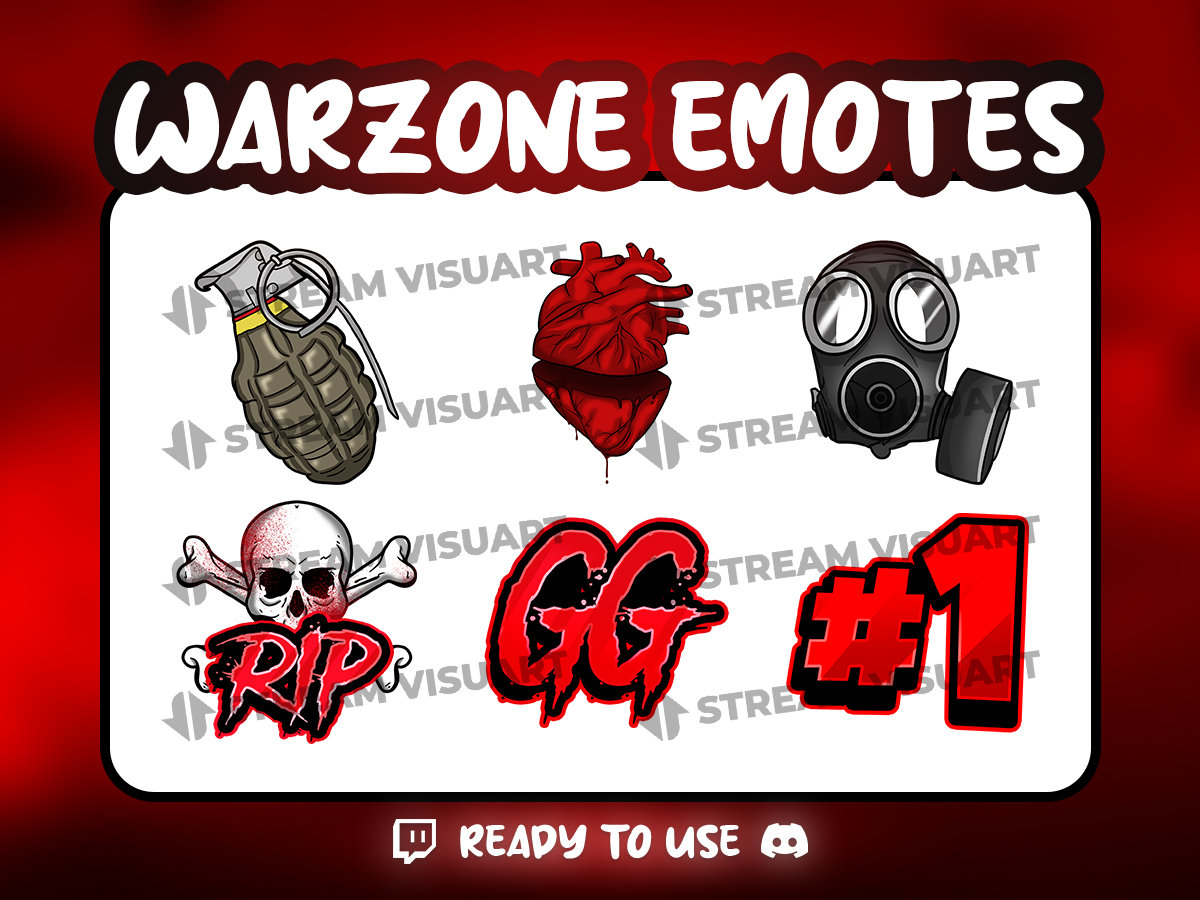 Warzone Twitch Emotes Pack 6x Cool Badass Gg RIP Grenade FPS Skull TPS ...