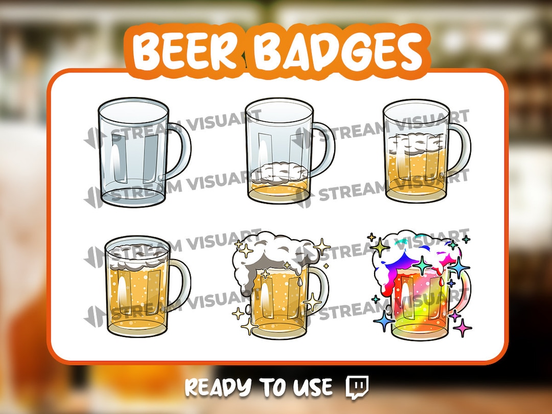 Beer Pint Twitch Sub Badges X6 Party Congrats Cheers Drink Beverage ...