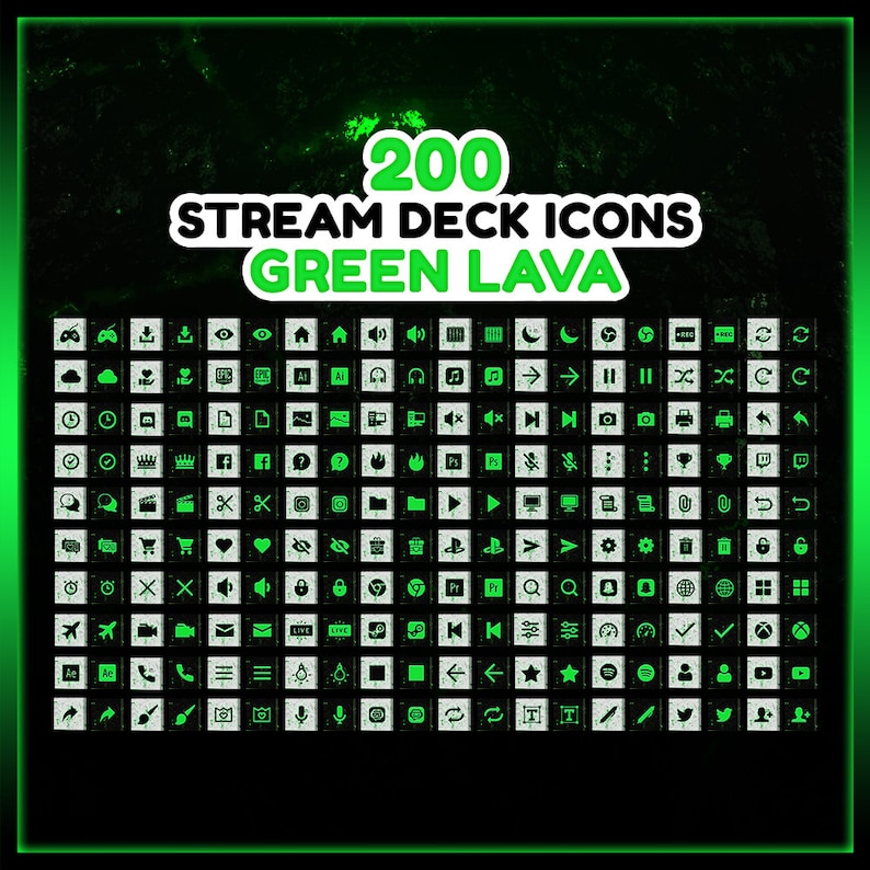 Green Lava Stream Deck Icons 200 Twitch Streamers Epic Designs ...