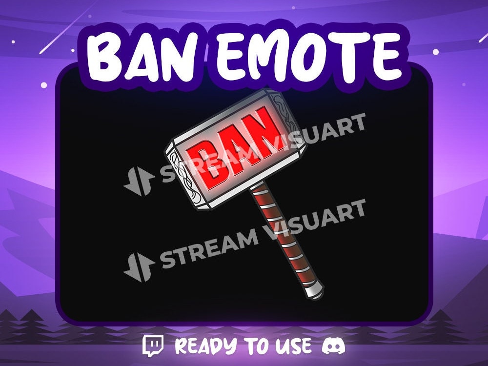BAN Mjolnir Twitch Emote Discord Emoji Kick Subscriber Viking Thor ...