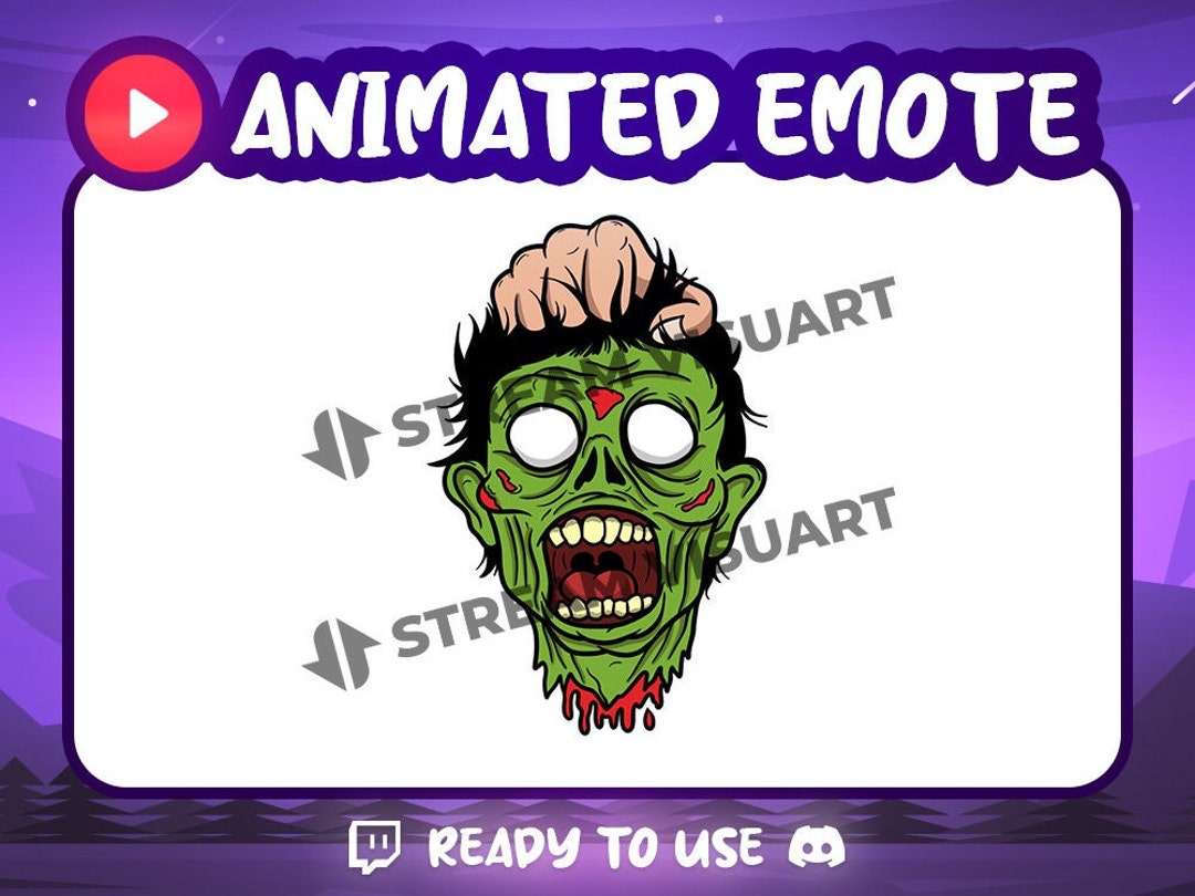 Zombie Head Dead Animated Emote Twitch Emotes Undead Apocalypse Brain ...