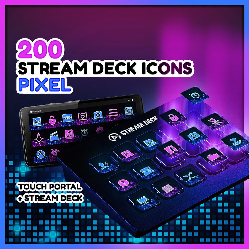 Pixel Stream Deck Icons 200 Twitch Streamers Retro Designs Compatible ...