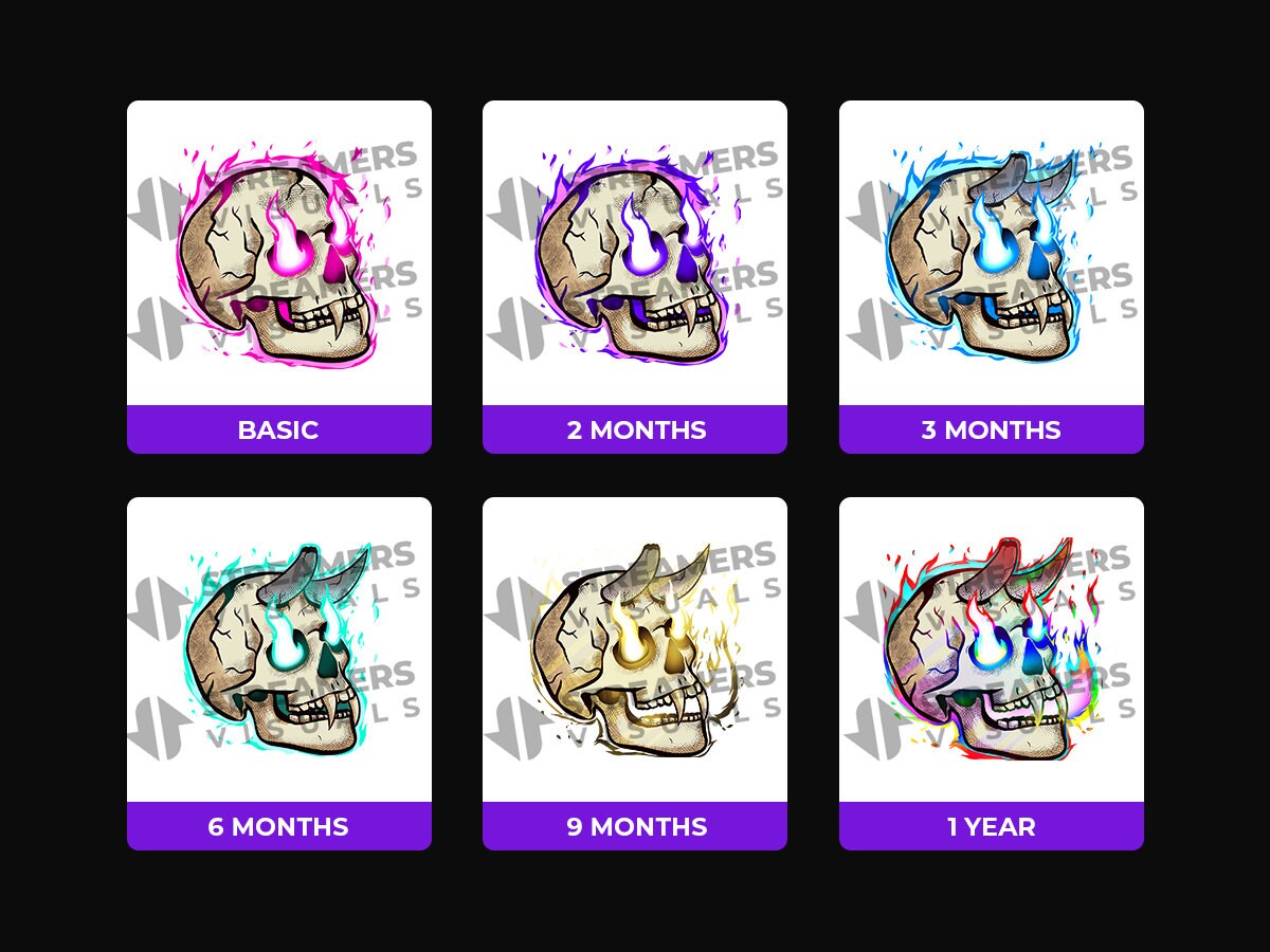 Skull Twitch Sub Badges Halloween Vampire Skeleton Bones Gothic Pirate ...