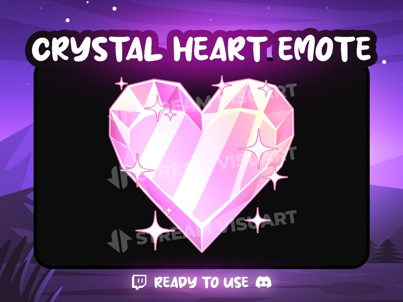 Crystal Heart Twitch Emote Discord Emoji Youtube Subscriber - Etsy