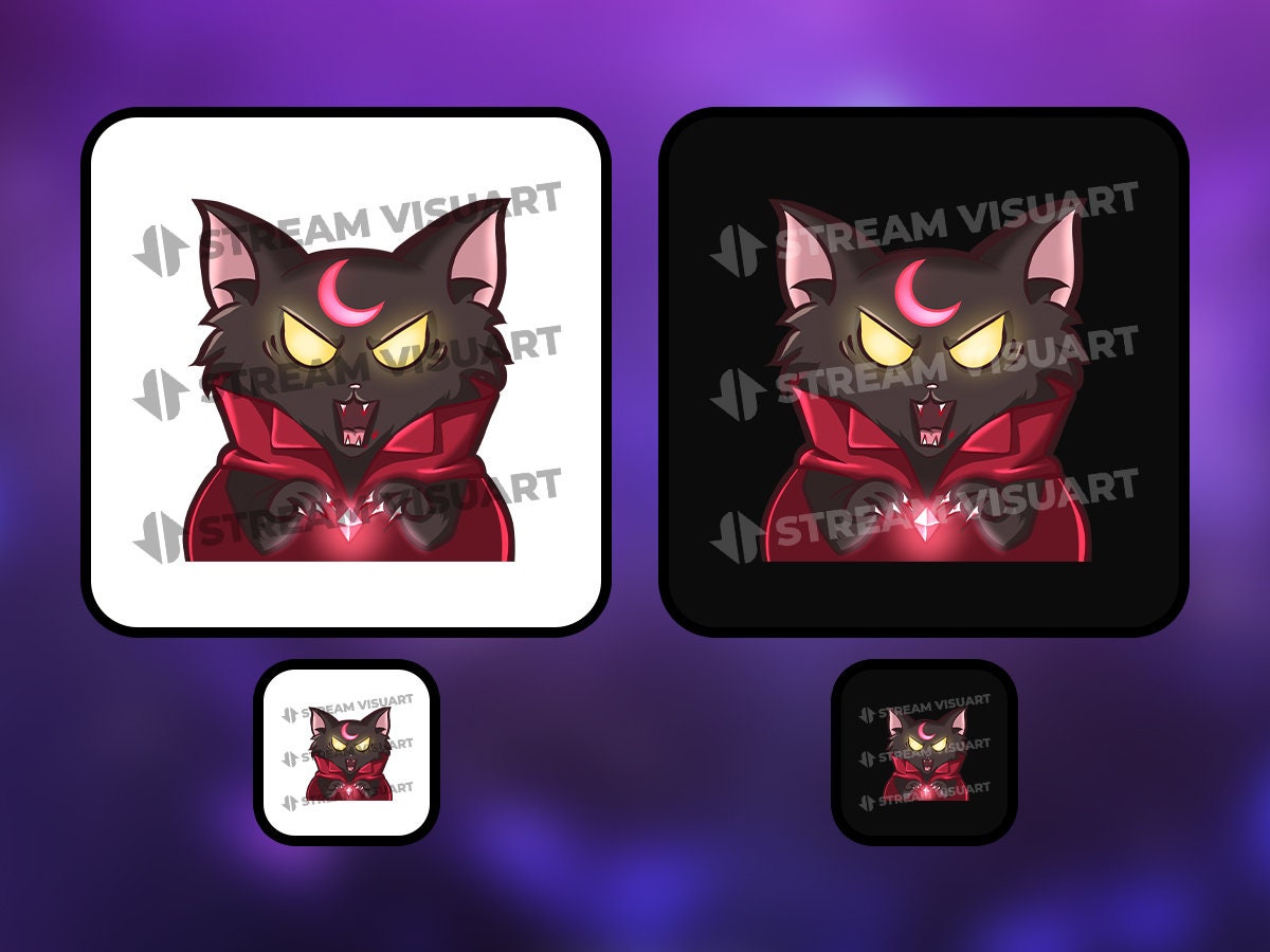 Vampire Cat Twitch Emotes Pack 2x Feline Manga Cute Dark White ...