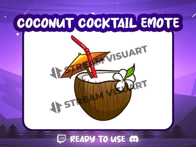 Coconut Cocktail Twitch Emote Discord Emoji Kick Subscriber Summer ...