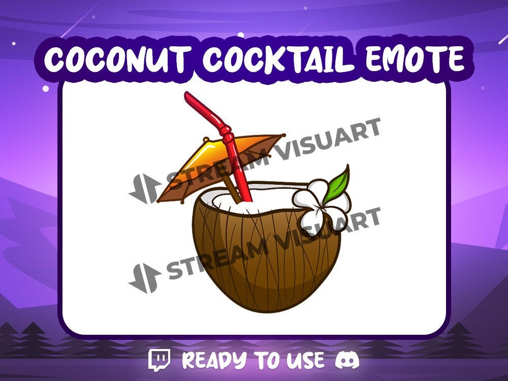 Coconut Cocktail Twitch Emote Discord Emoji Kick Subscriber Summer ...