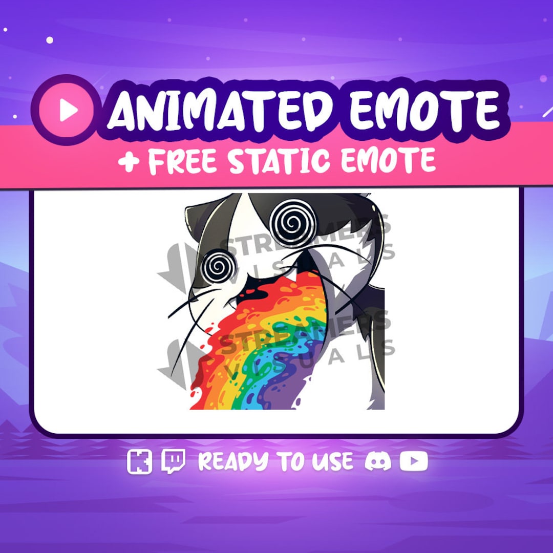 Disgust Cat Twitch Emote Discord Emoji Kick Subscriber Rainbow ...