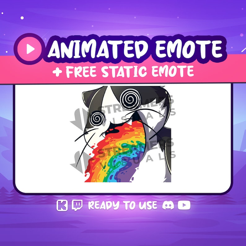 Disgust Cat Twitch Emote Discord Emoji Kick Subscriber Rainbow ...