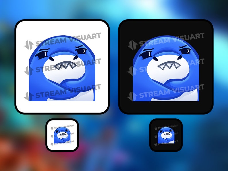 Shark Twitch Emotes Pack 6x Cute Kawaii Funny Blue Animal Ocean ...