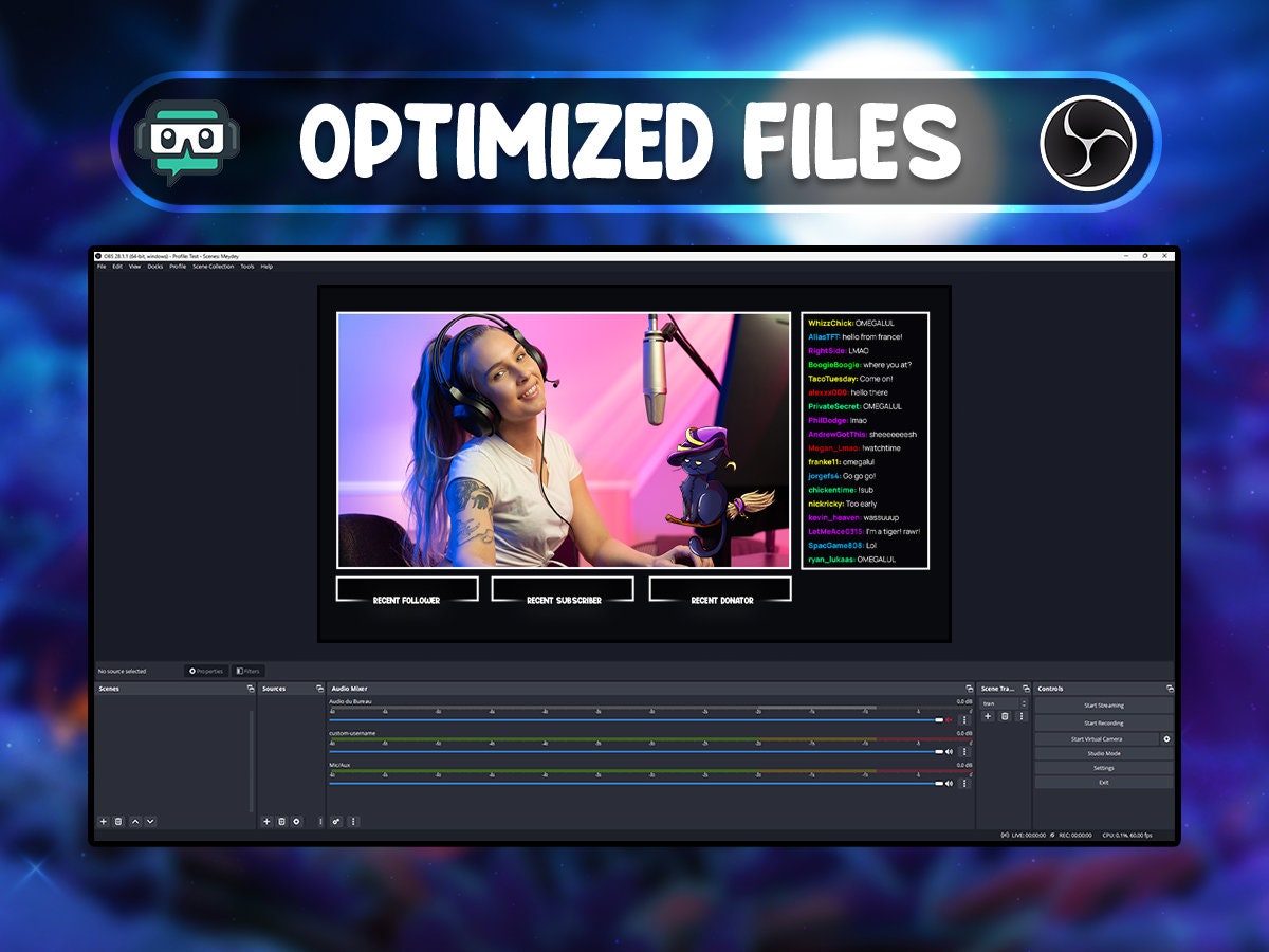 Witch Cat Animated Stream Decoration: Halloween Twitch Overlay (digital ...