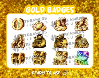 Gold Pirate Twitch Sub Badges: Wealth, Treasure, Cash (x12) (digital ...